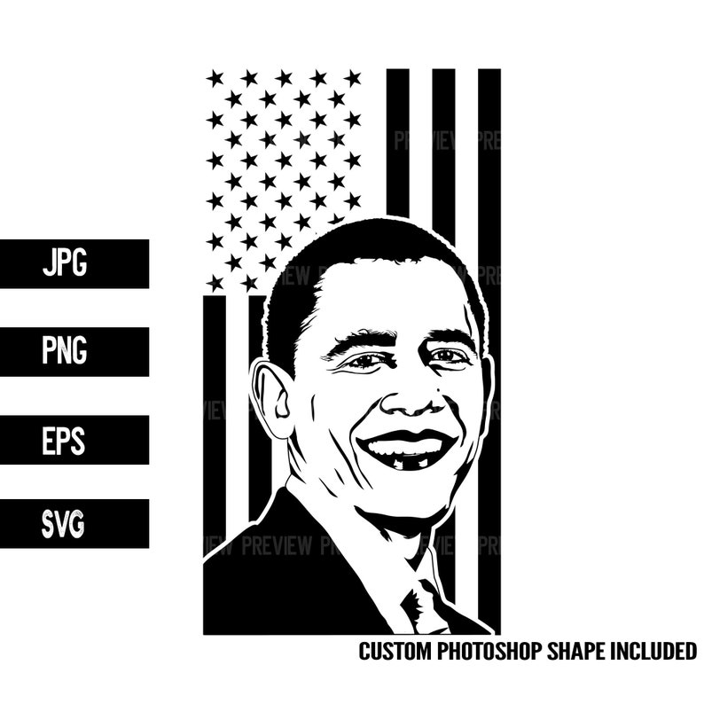 Barack Obama American Flag Silhouette Svg Png Eps Jpg Files - Etsy