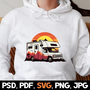 Class C Motorhome Retro Sunset Svg Png Psd Jpg Pdf File Types Small ...