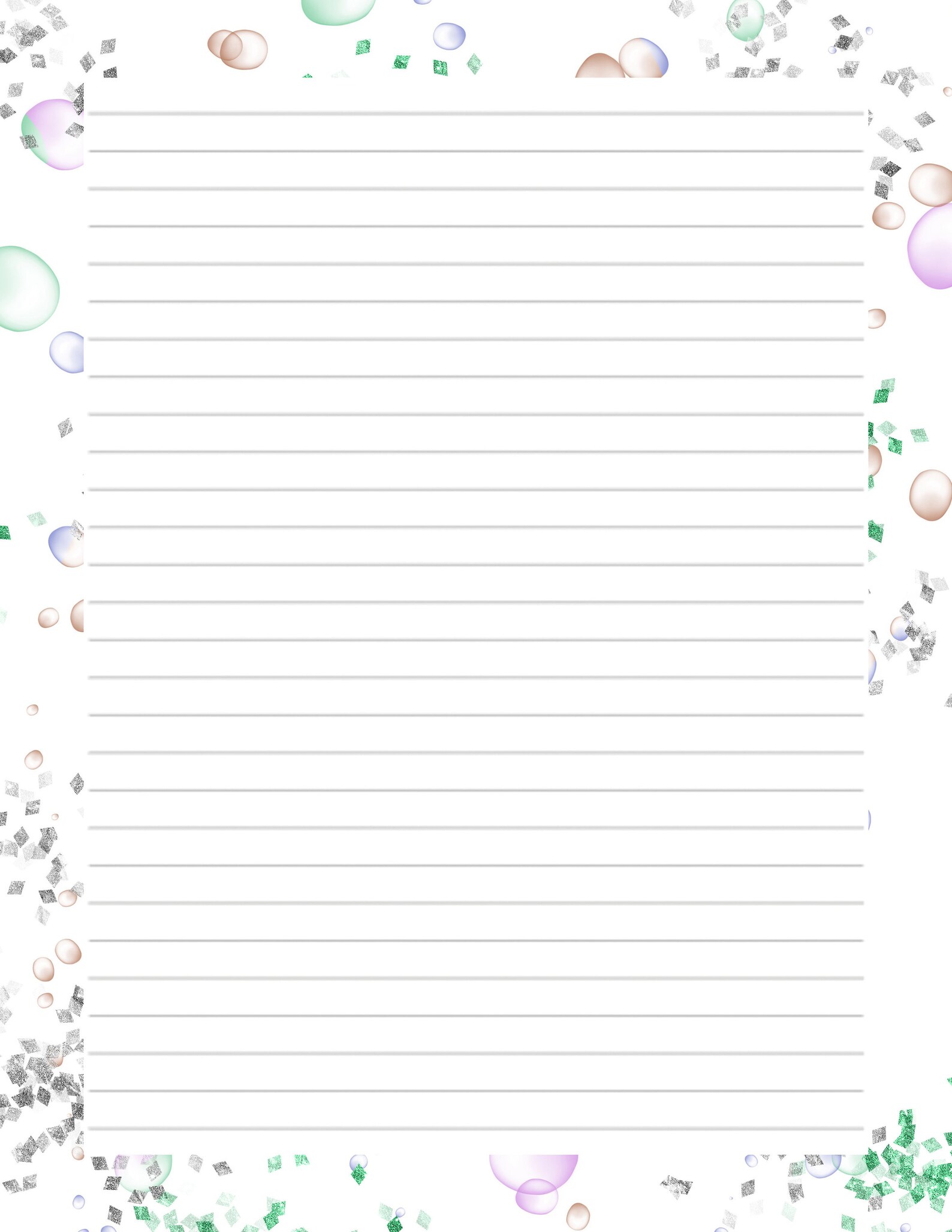 Balloons and Confetti Printable Journal Pages 4 PNGS and 4 PDF | Etsy