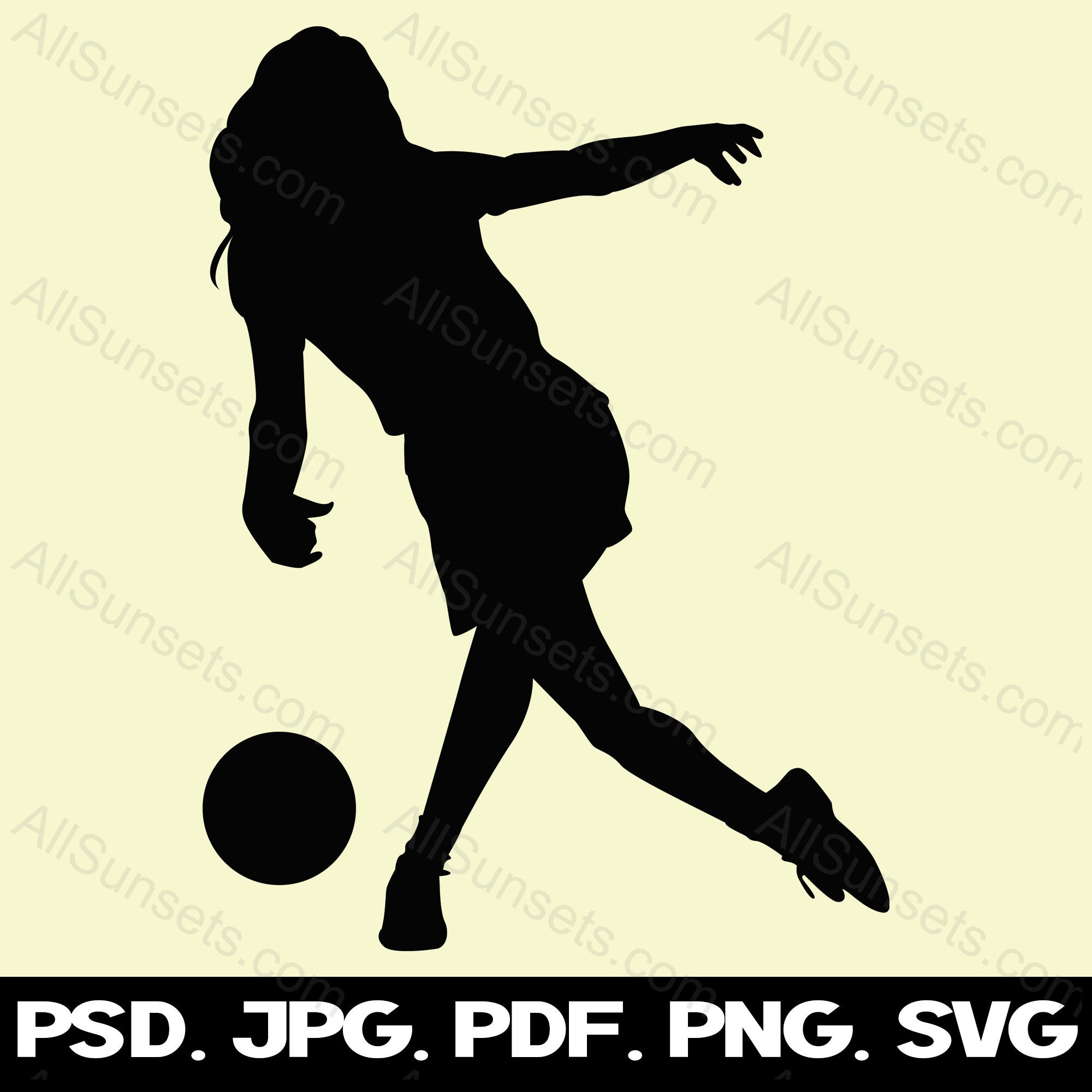 Bowler Female Woman Silhouette SVG Bowling Person Vector Graphic ...