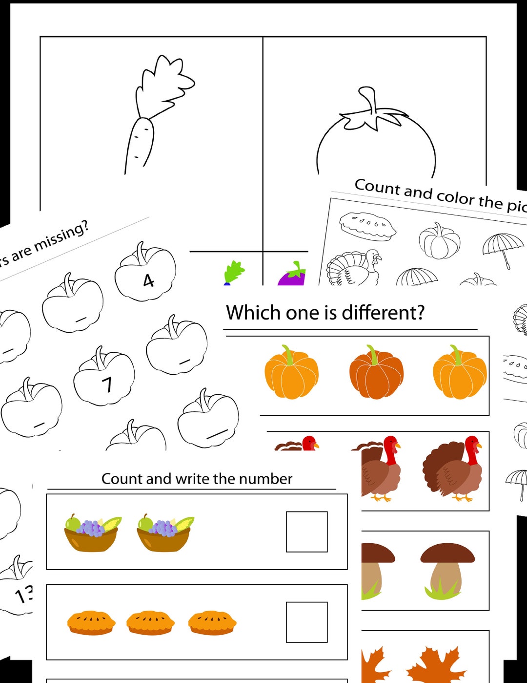 Fall Homeschool Activity Book for Pre-school Kindergarten 25 Pages ...