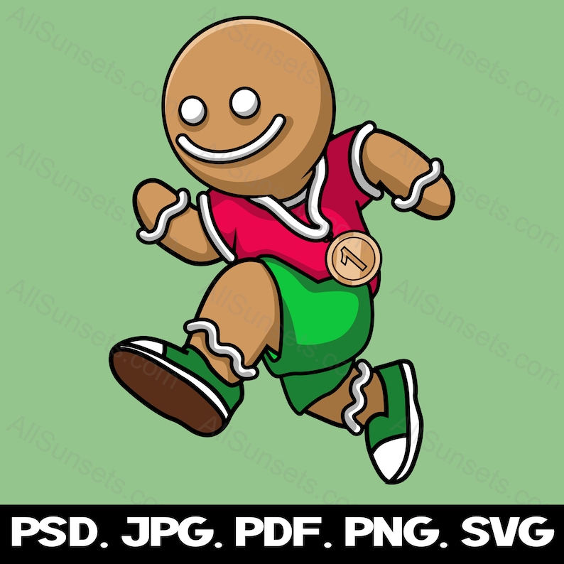 Gingerbread Man Running Svg Png Pdf Psd Jpg File Types - Etsy