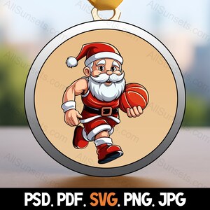Santa Claus Basketball Christmas Clipart Svg Png Pdf Psd Jpg File Types ...