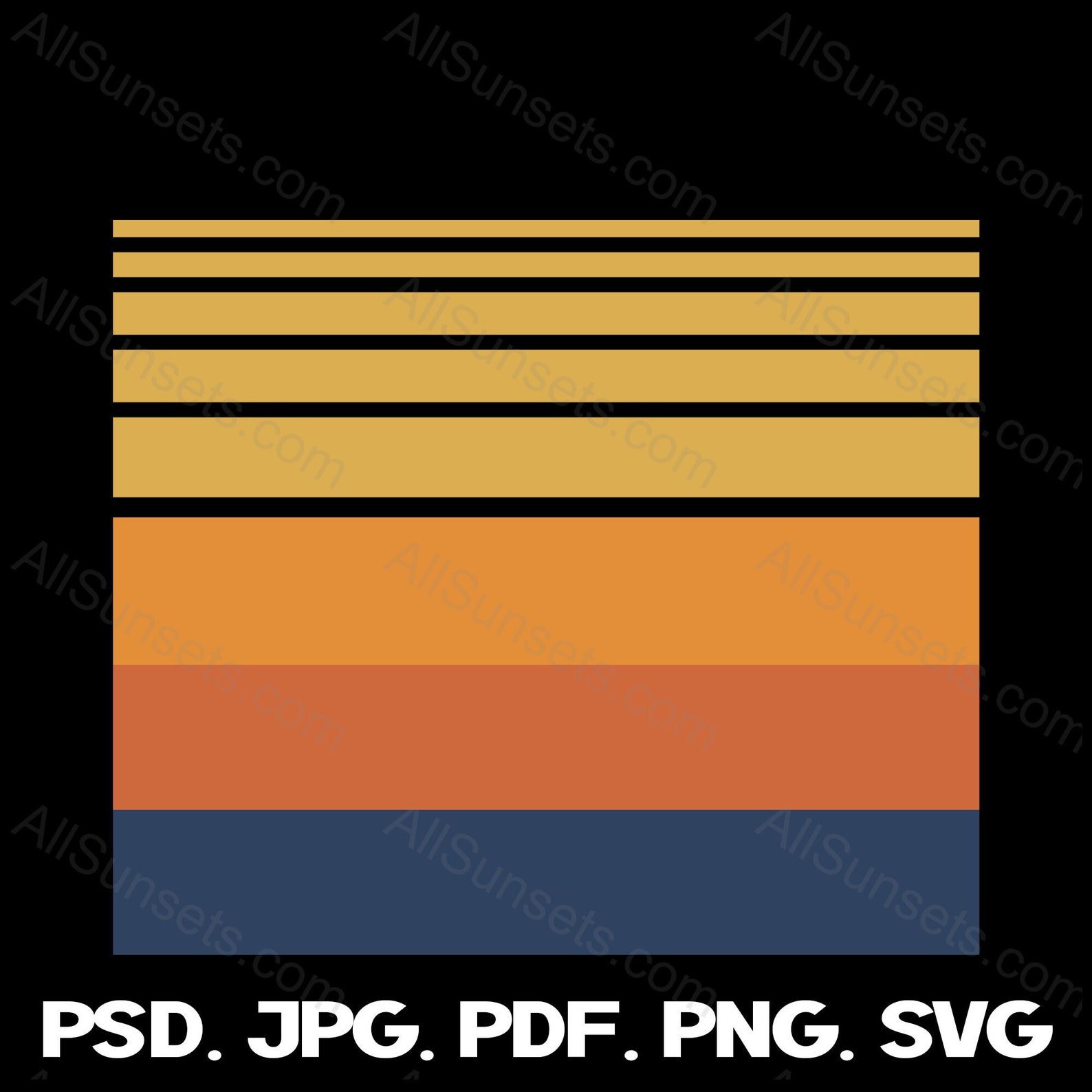 Rectangle Retro Vintage Sunset Stripes PNG Clip Art Sun Instant ...