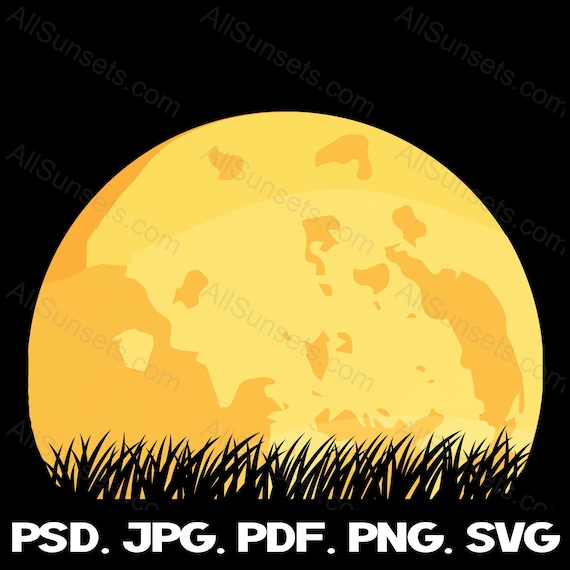 Full Yellow Moon Grass Cut Out Svg Png Jpg Psd Pdf File Types - Etsy