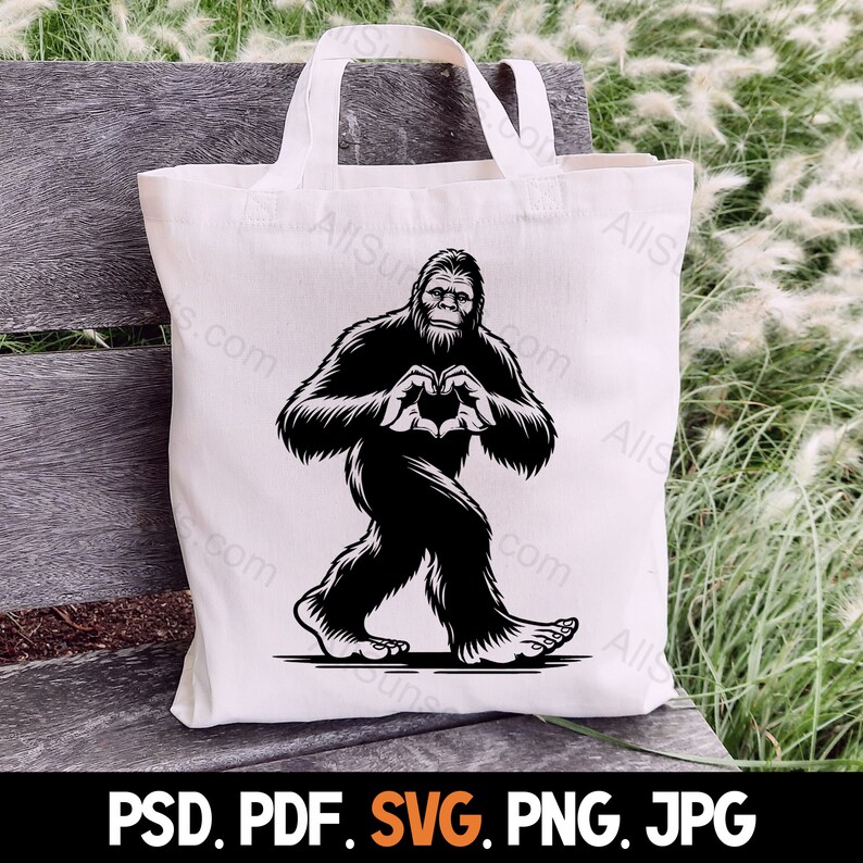 Bigfoot Hands Making Heart Silhouette Svg Png Jpg Psd Pdf File Types ...