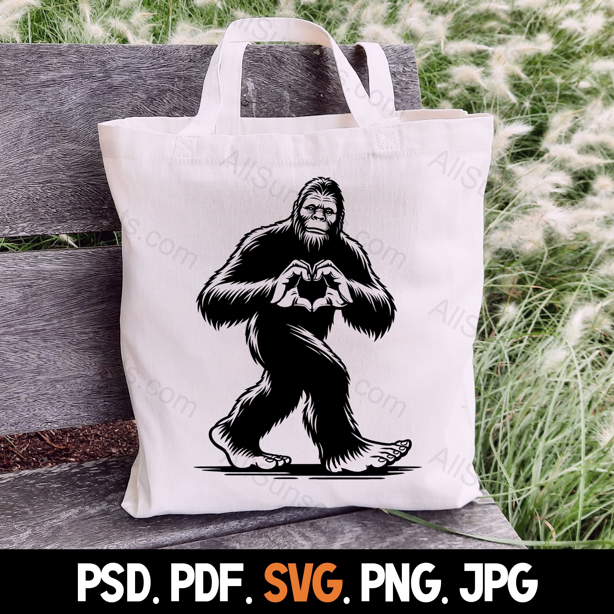 Bigfoot Hands Making Heart Silhouette Svg Png Jpg Psd Pdf File Types ...