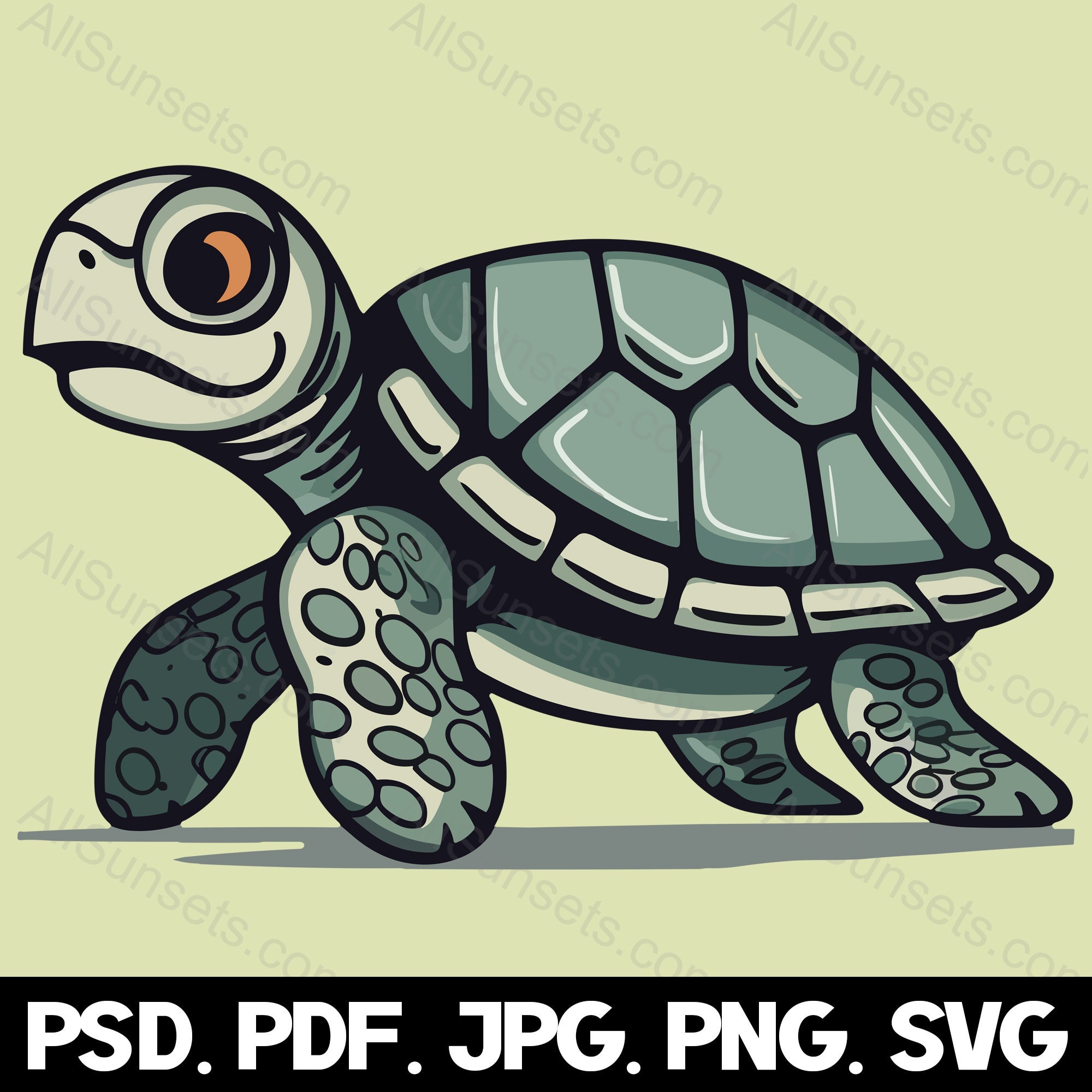 Sea Turtle Cartoon Svg Png Psd Jpg Pdf File Types Cute Ocean Tortoise ...