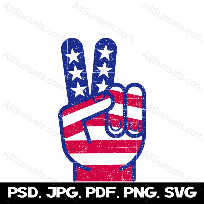 American Flag Peace Hand Sign PNG Design File Patriotic - Etsy