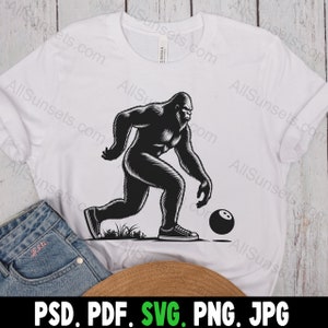 Bigfoot Bowling Ball Silhouette Svg Png Jpg Psd Pdf File Types Fun Yeti ...