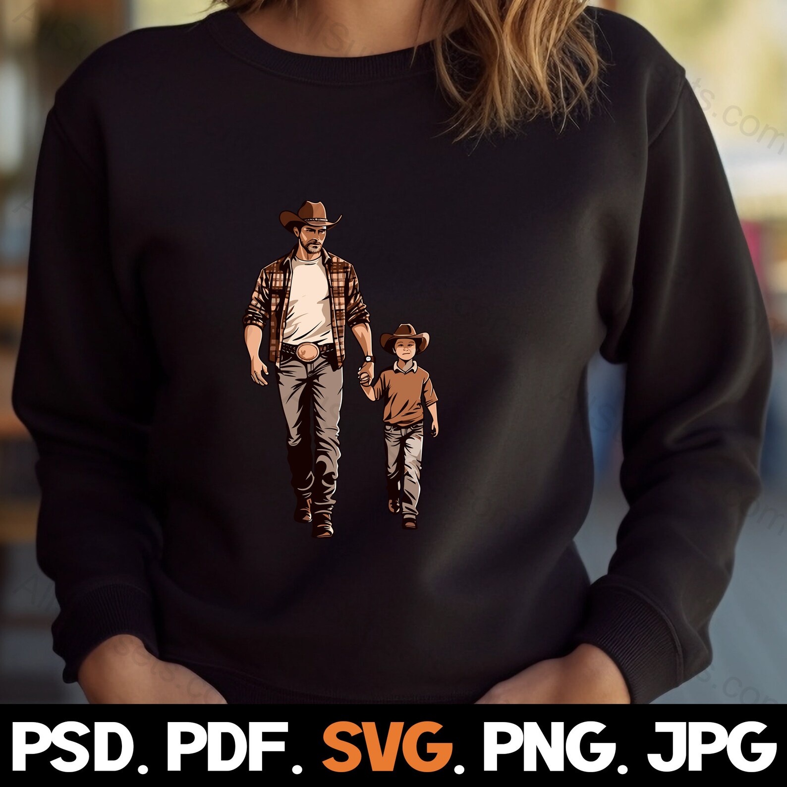 Cowboy Father Son Svg Png Svg Jpg Psd File Types Dad Child Boy Male ...