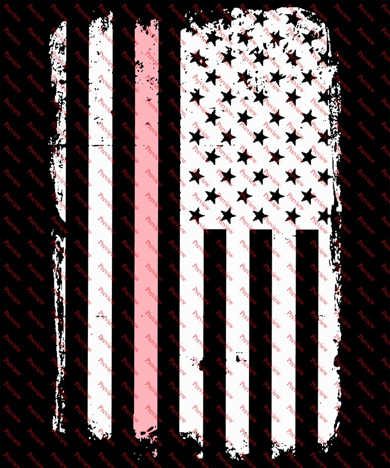 Thin Pink Line American Flag PNG October Breast Cancer | Etsy