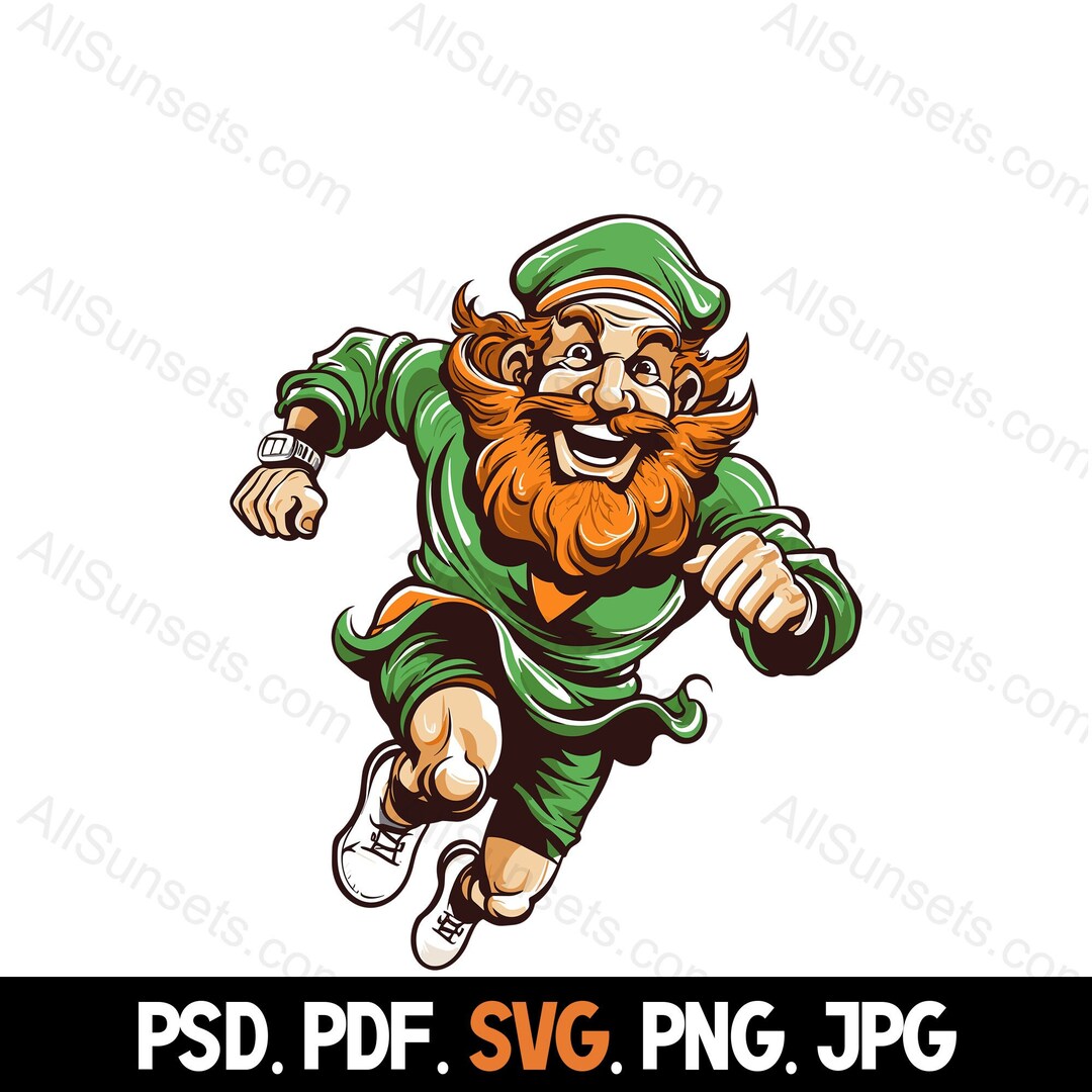 Leprechaun Jogging Svg Png Pdf Psd Jpg File Types Saint Patrick's Day ...