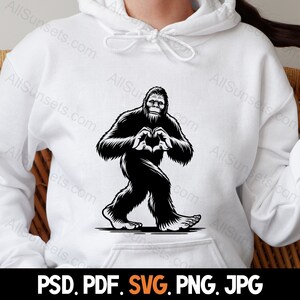 Bigfoot Hands Making Heart Silhouette Svg Png Jpg Psd Pdf File Types ...