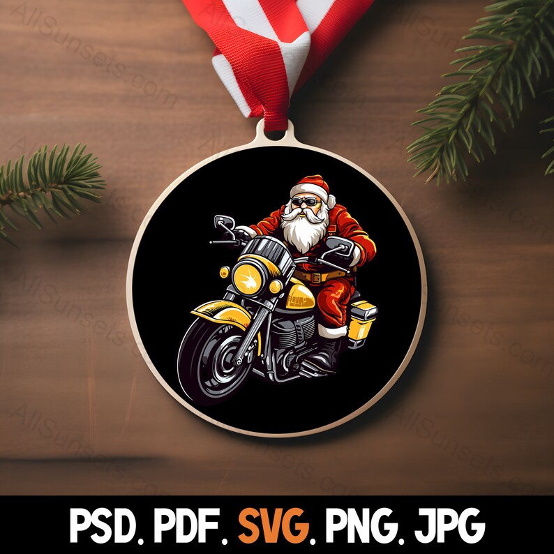 Santa Claus Biker Motorcycle Rider Svg Png Psd Jpg Pdf File Types ...