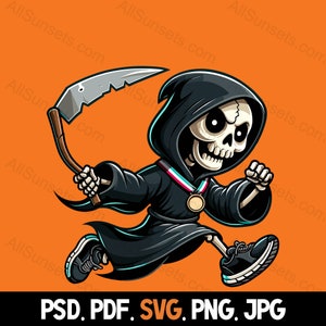Grim Reaper Jogging Svg Png Pdf Psd Jpg File Types Halloween Runner 5k ...