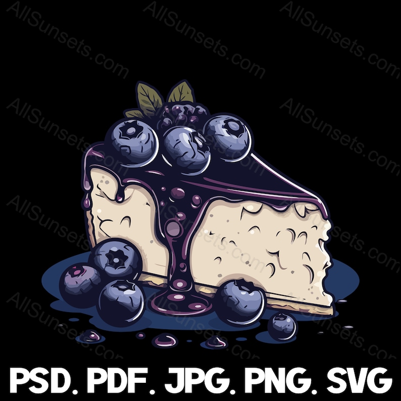 Blueberry Cheesecake Svg Png Psd Jpg Pdf File Types Slice of - Etsy