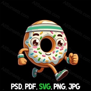 Frosted Donut Running Exercise Fitness Svg Png Pdf Psd Jpg Files ...