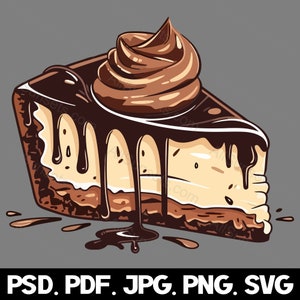 Chocolate Cheesecake Svg Png Psd Jpg Pdf File Types Food Logo Clipart ...