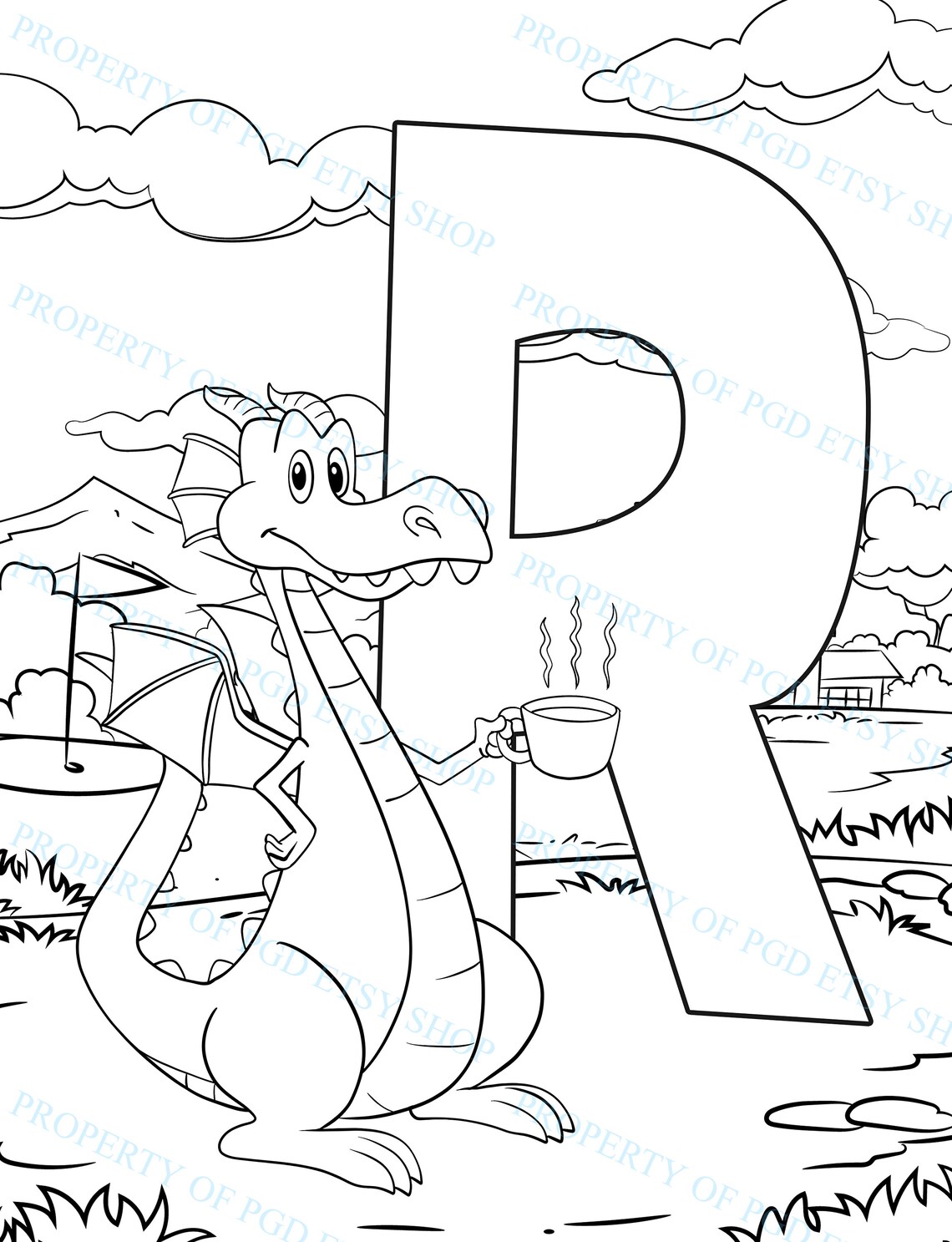 Dragons Alphabet Coloring Book for Toddlers A-Z Adorable Fire - Etsy
