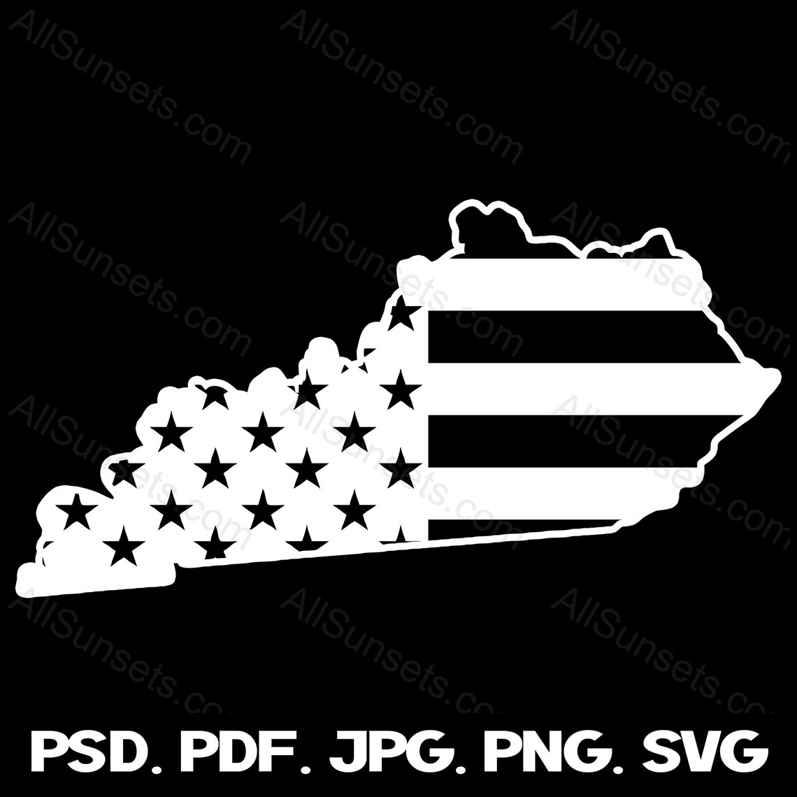 Kentucky State Shape American Flag Svg Png Jpg Psd Pdf File - Etsy
