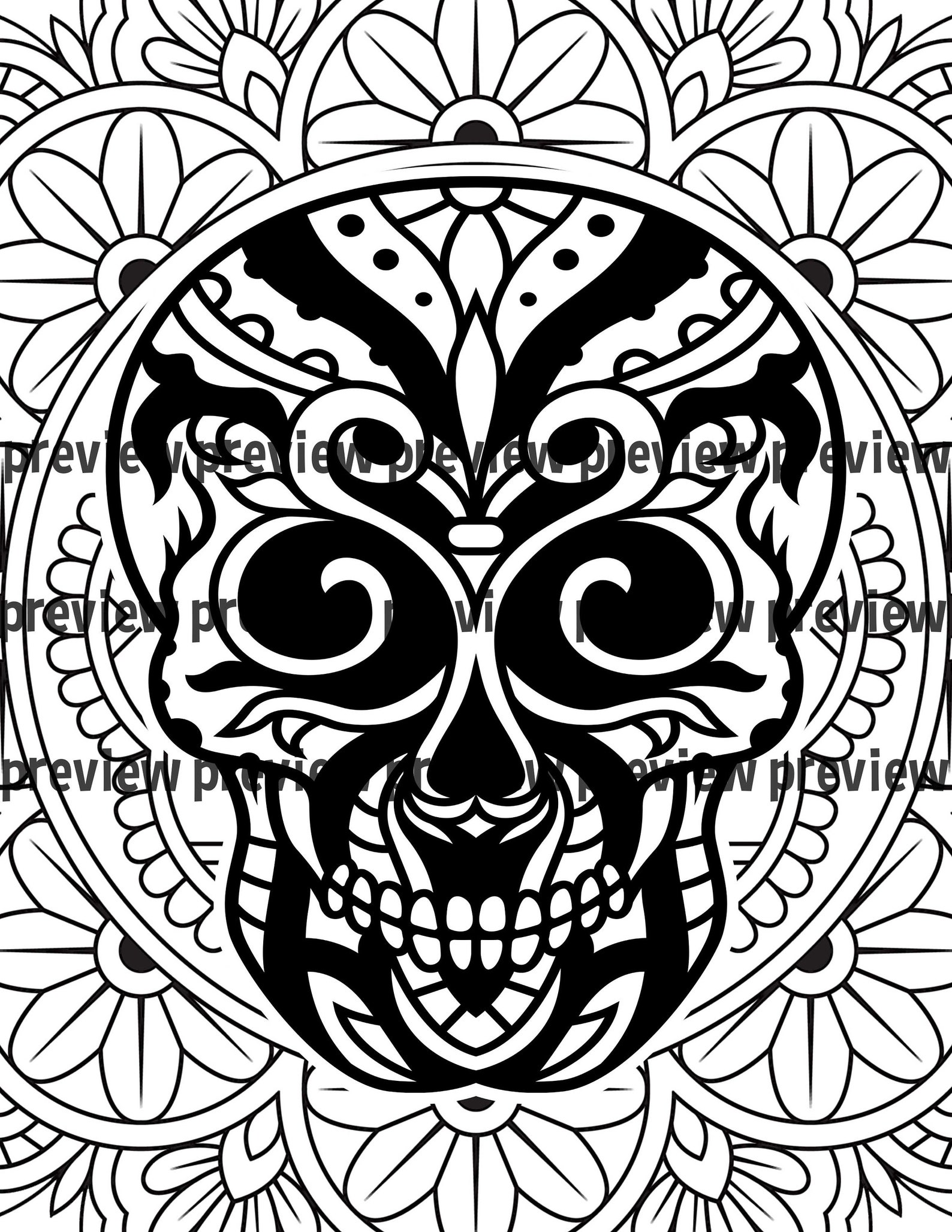 Sugar Skulls Adult Coloring Pages 3 Pack #4 Mexico Dia De Los Muertos ...
