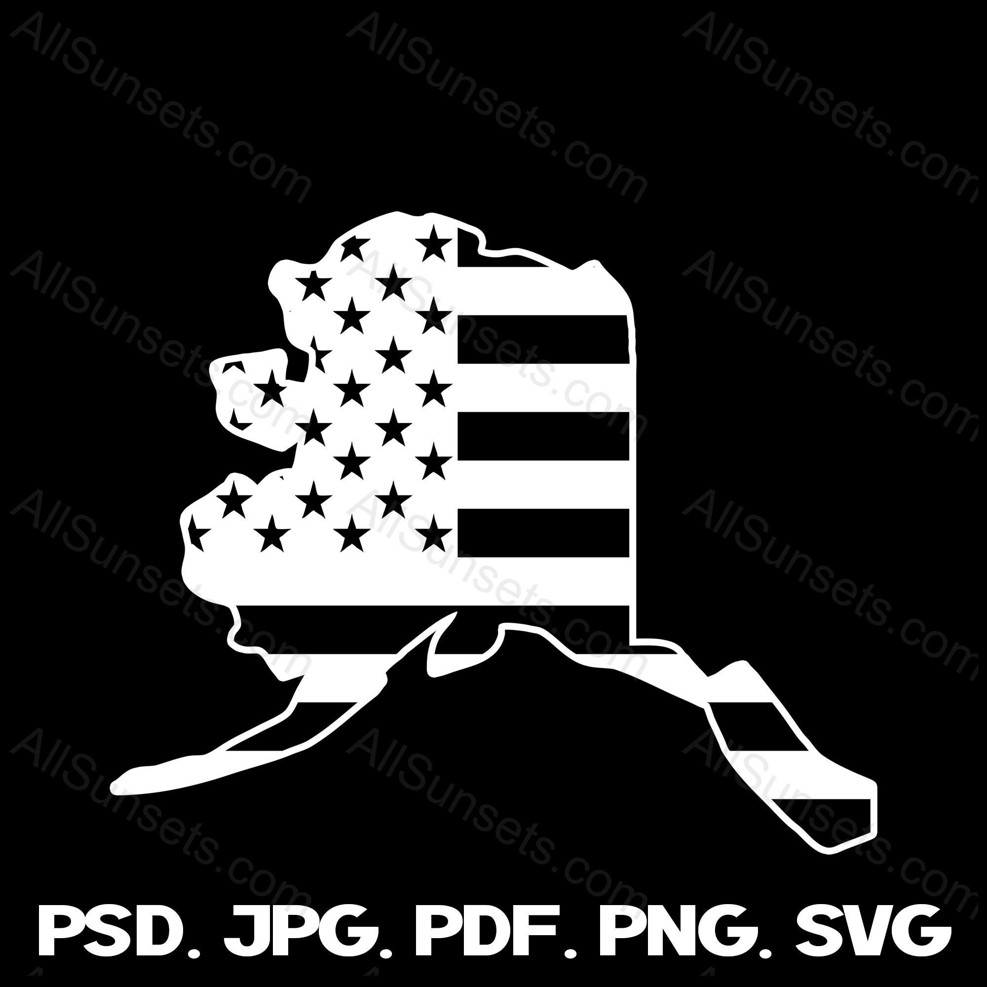Alaska State Shape American Flag PNG SVG Patriotic Clipart USA State ...