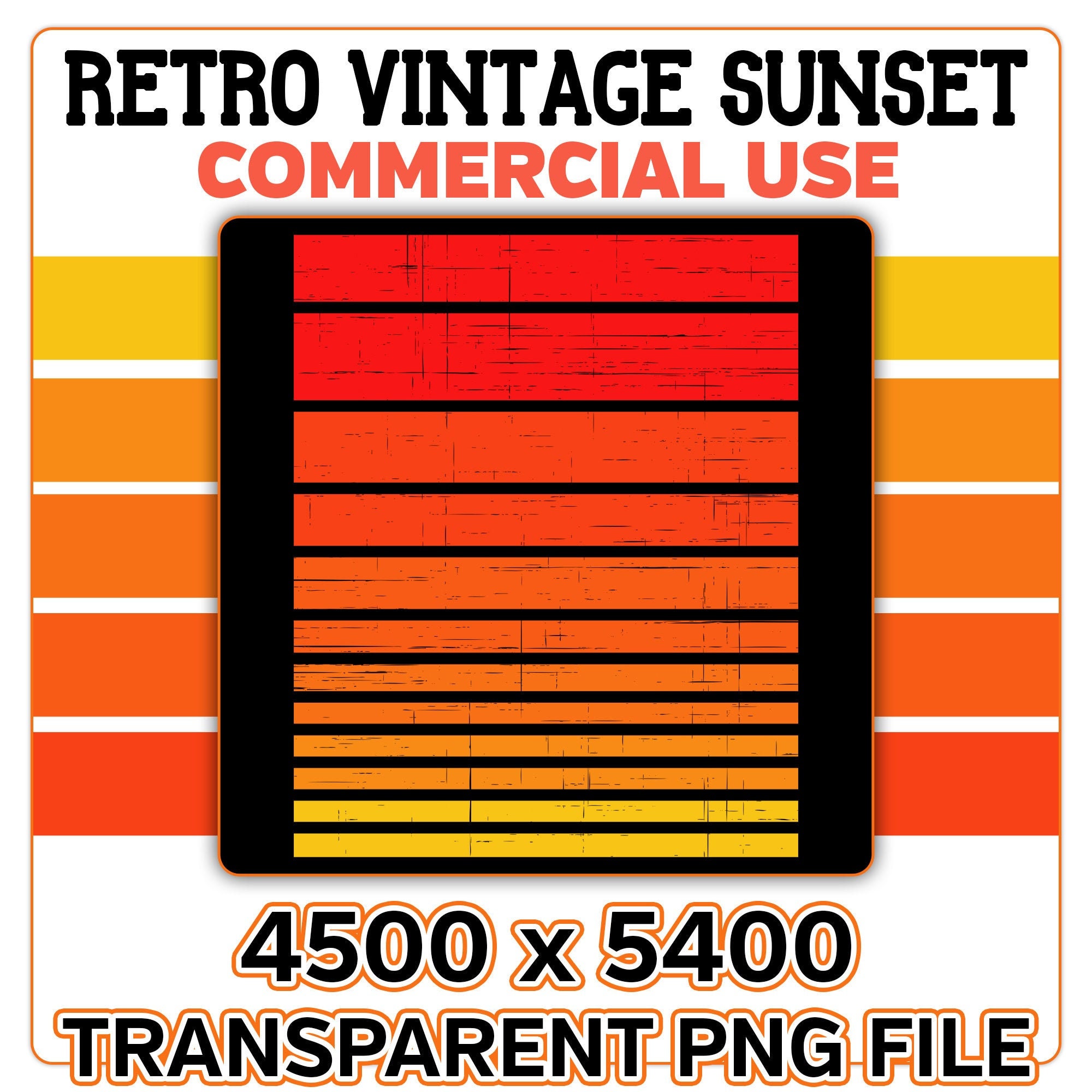 Retro Vintage Sunset Horizontal Rectangle Svg Png Jpg Pdf Psd - Etsy