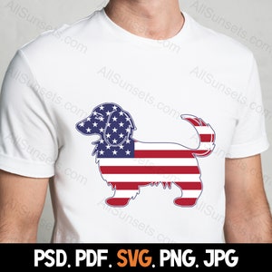 Long Hair Dachshund Dog Shaped American Flag Svg Png Jpg Pdf Psd File ...