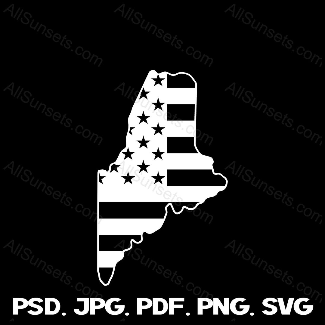Maine Shape American Flag PNG SVG Patriotic Clipart USA State Shapes ...
