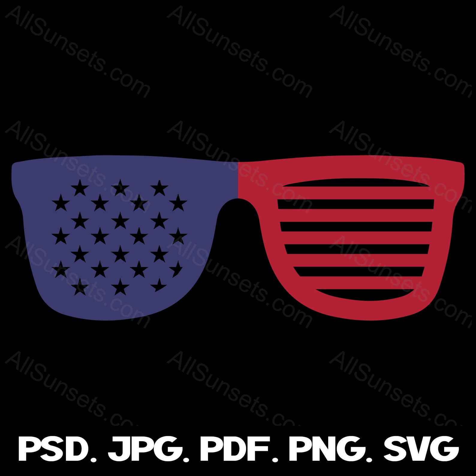 Sunglasses Patriotic SVG Thick Rimmed Eyewear PNG Vector File Format ...