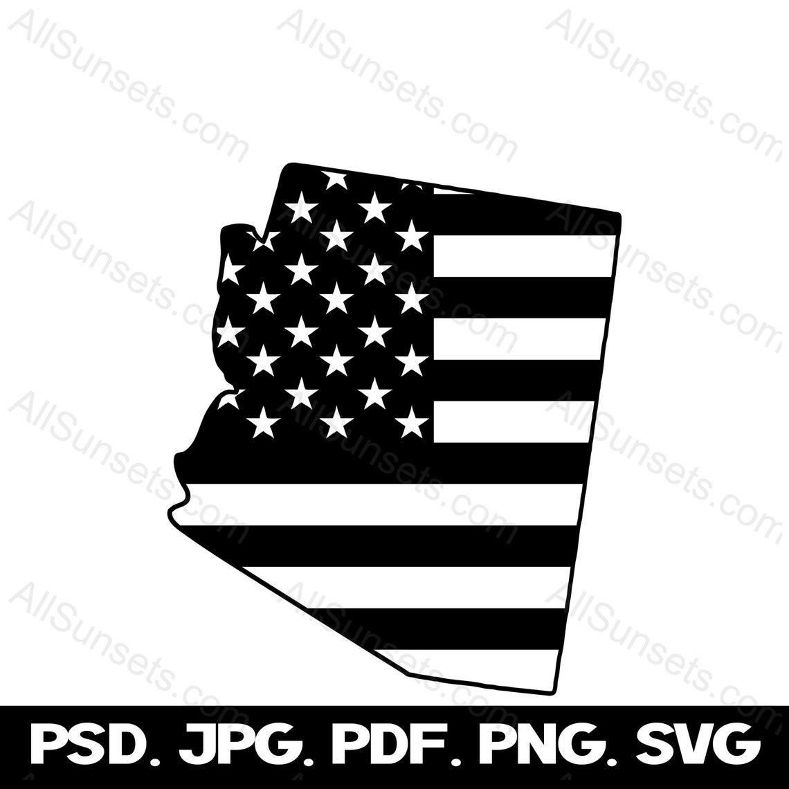 Arizona State Shape American Flag PNG SVG Patriotic Clipart - Etsy