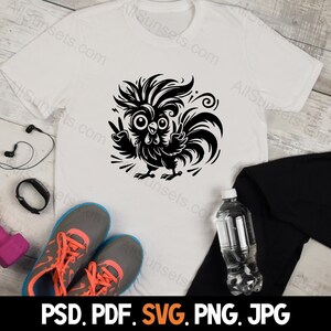 Rooster Chicken Cute Crazy Peace Sign Silhouette Svg Png Jpg Psd Pdf ...