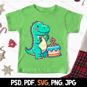 T-rex 2 Year Old Birthday Party Svg Png Pdf Psd Jpg File Types Dinosaur ...