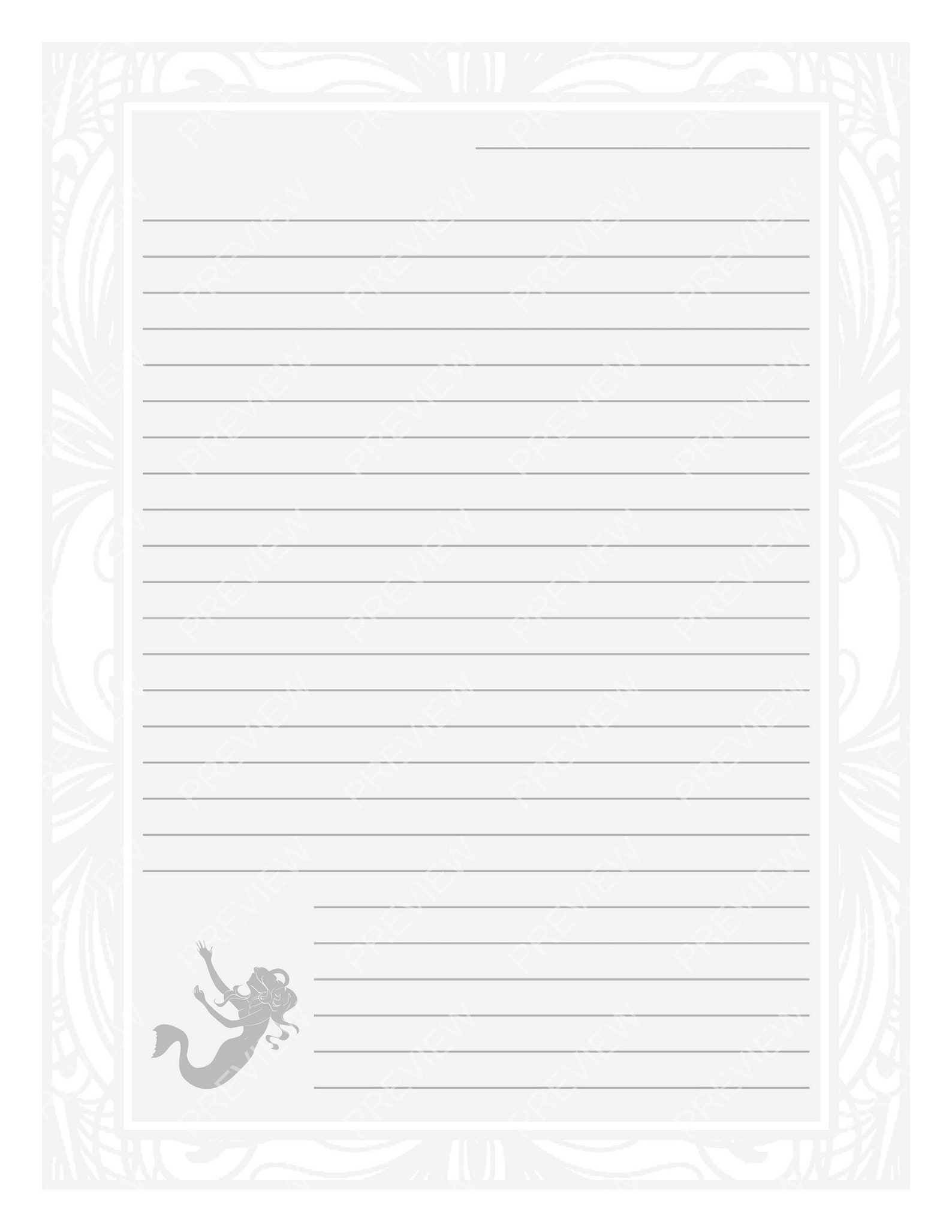 KDP Templates - Mermaid Themed Journal Lined Paper 12 Pages 8.5 X11 ...