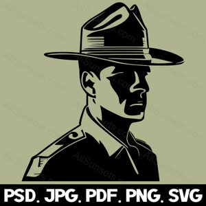 State Trooper Silhouette Svg Png Jpg Pdf Psd File Types Deputy Portrait ...