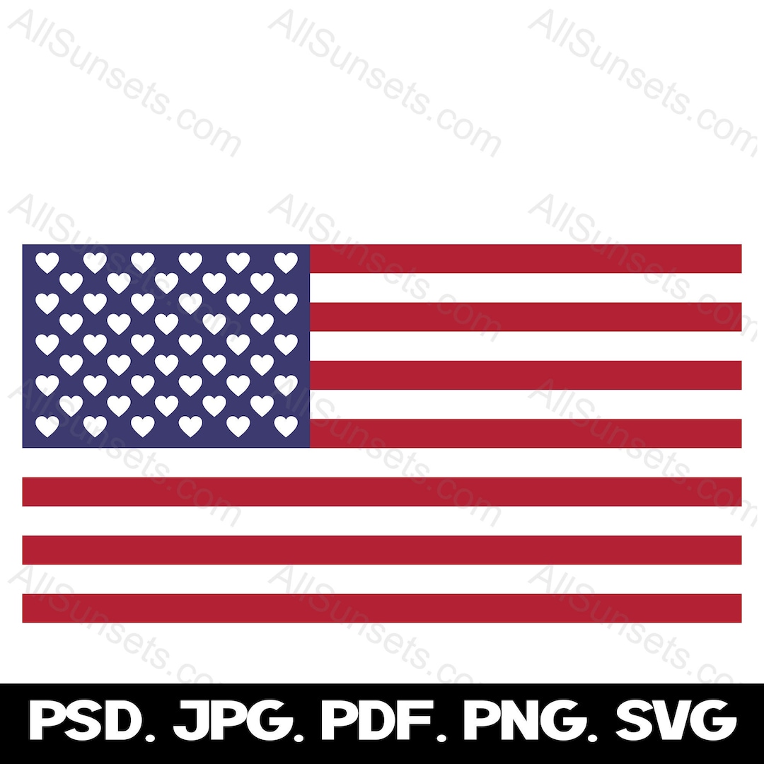 American Flag Heart Union Svg Png Jpg Psd Pdf Clipart USA Flag ...