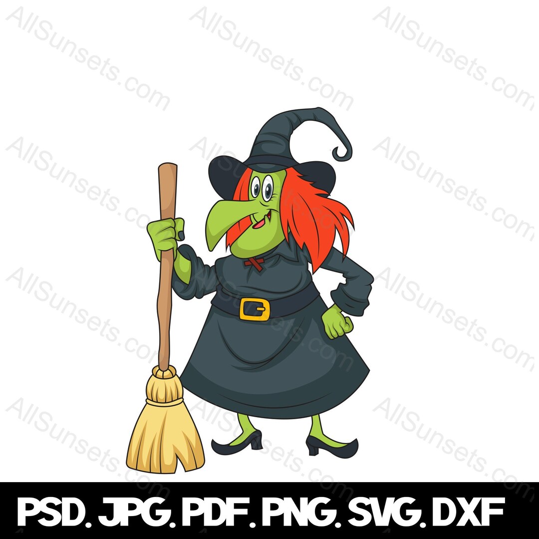 Witch Halloween Broom Svg Png Pdf Psd Jpg Dxf File Type Cute Spooky ...