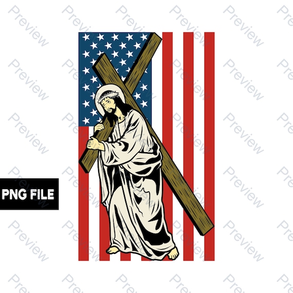 Jesus Christ Cross American Flag PNG Files Clipart Patriotic - Etsy
