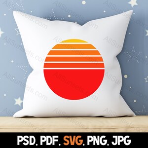 Yellow to Orange Retro Sunset Circle Svg Png Jpg Pdf Psd File Types ...