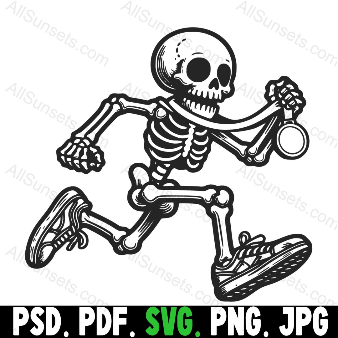 Skeleton Halloween Jogger Clipart Svg Png Jpg Pdf Psd File Types Filled ...
