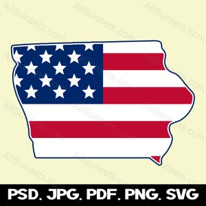 Iowa State Shape American Flag Svg Png Jpg Pdf Psd File Types Patriotic ...