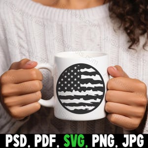 Round American Flag SVG Single Color Circle Vector Graphics USA Flag ...