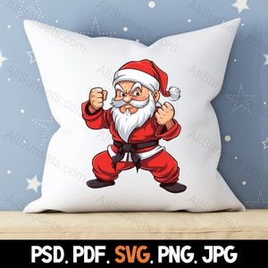 Santa Claus Martial Arts Christmas Clipart Svg Png Pdf Psd Jpg File ...