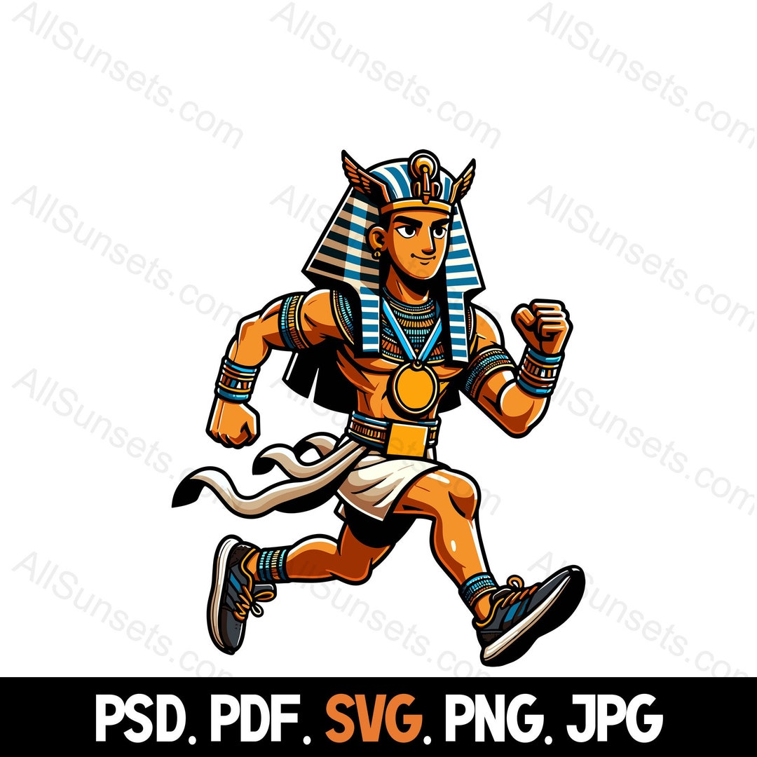 Egyptian Pharaoh Running Svg Png Pdf Psd Jpg File Types 5k 10k Half Marathon Medal Jogger Racing ...