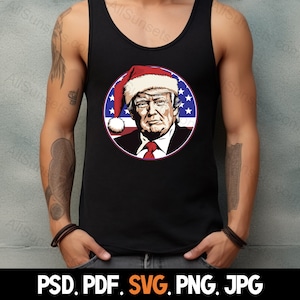 President Donald Trump Santa Hat Round American Flag Svg Png Jpg Pdf ...