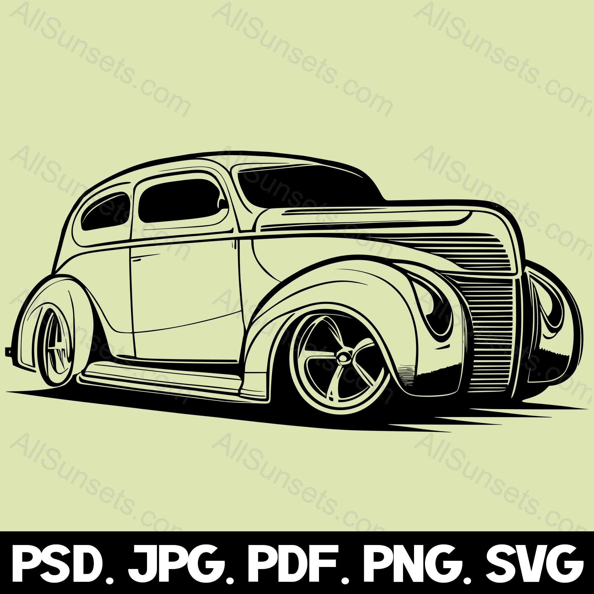 1940s Classic Coupe Hotrod Svg Png Psd Jpg Pdf File Types Vintage 40s ...