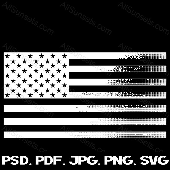 American Flag Digital Halftone Svg Png Jpg Pdf Psd File Types - Etsy