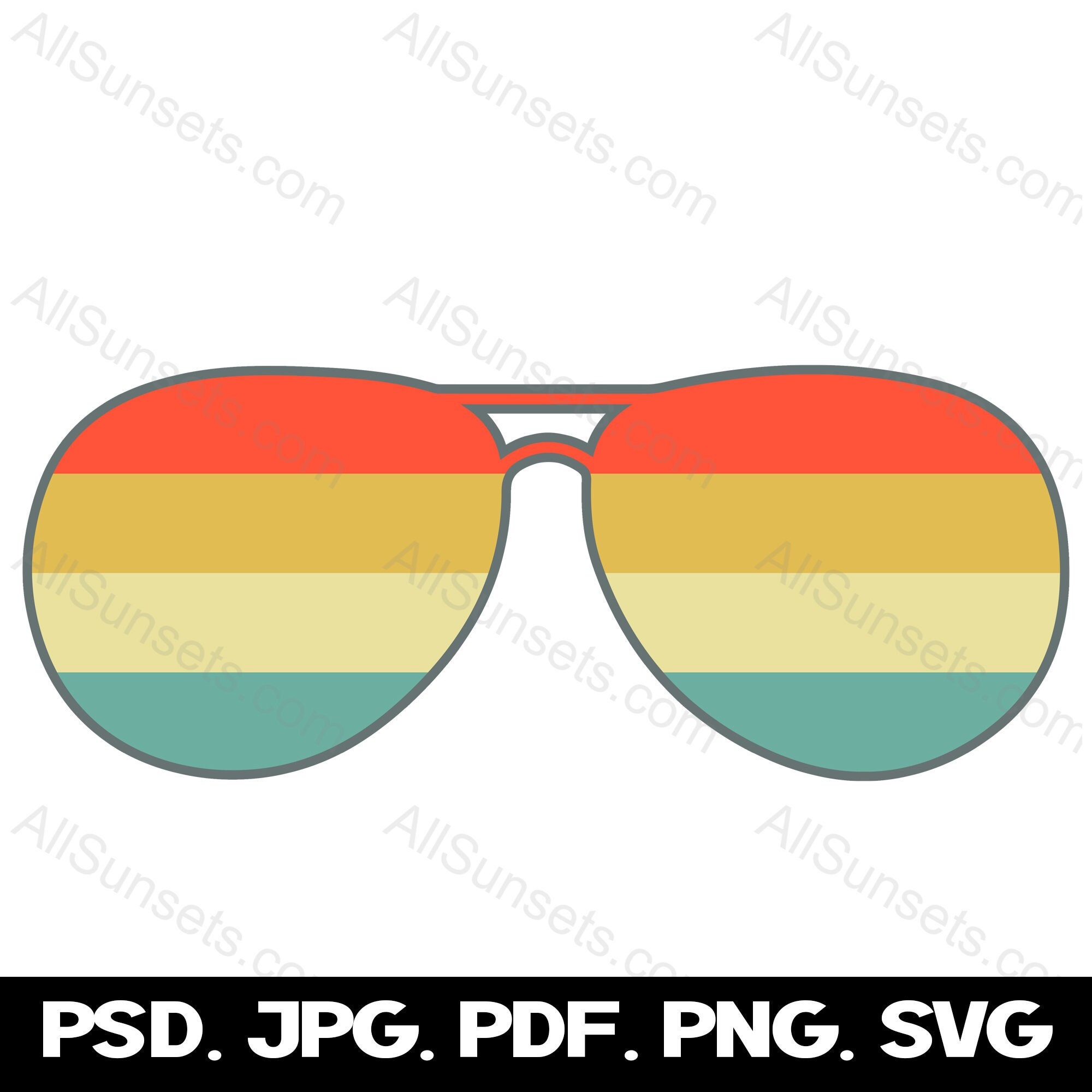 Retro Sunset Aviator Style Sunglasses Svg Png Psd Pdf Jpg File - Etsy