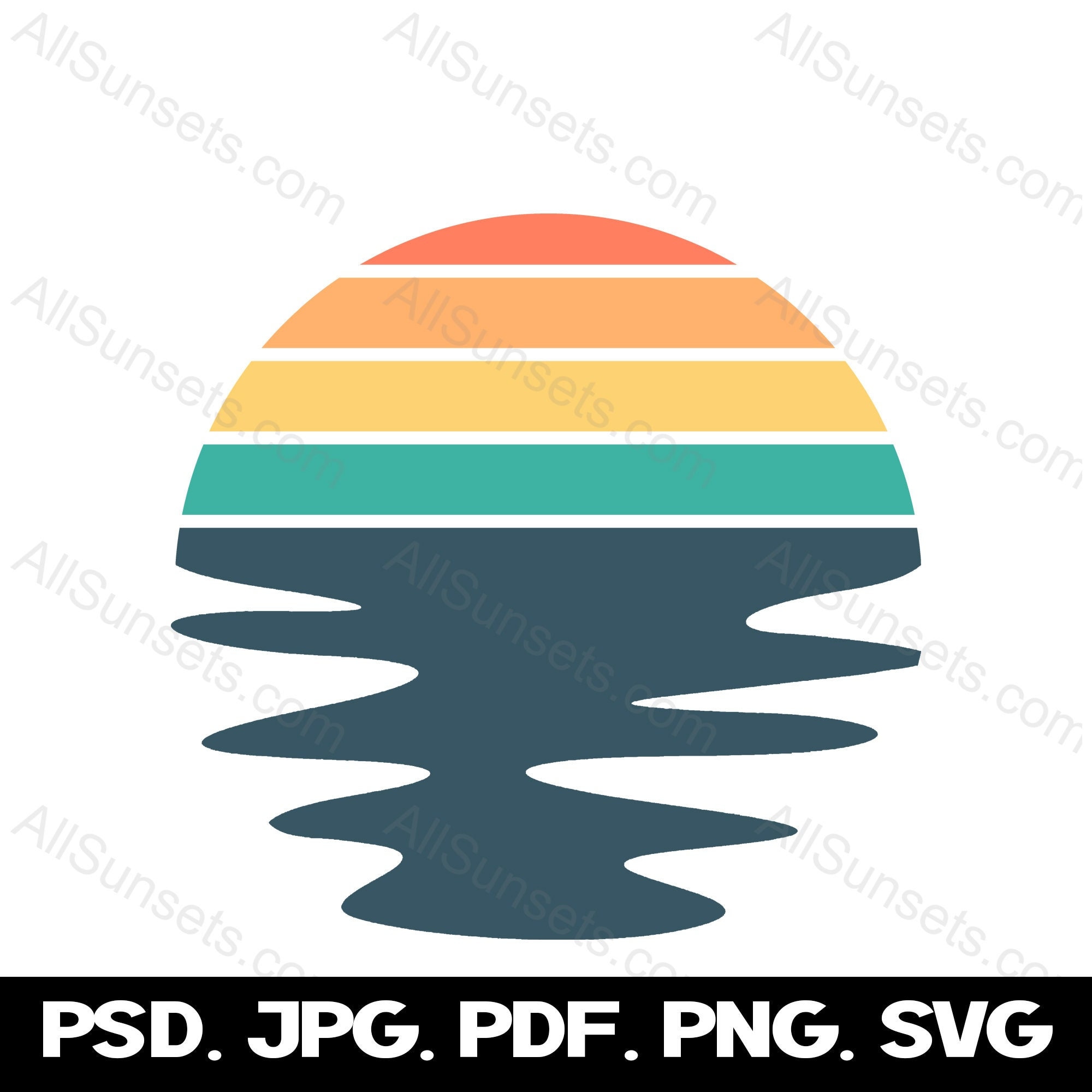 Retro Vintage Sunset Svg Png Jpg Psd Pdf File Types Clipart - Etsy